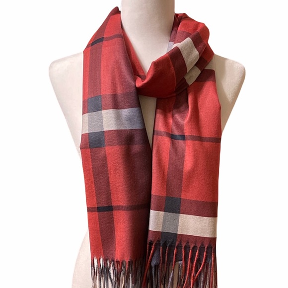Accessories | Soft Red Luxury Plaid Winter Scarf | Poshmark